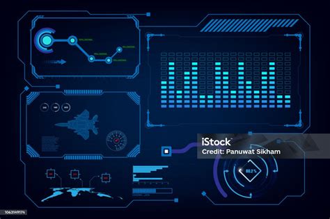Hud Gui 介面虛擬人工智慧範本向量圖形及更多投影屏幕圖片 投影屏幕 控制 未來派的 Istock