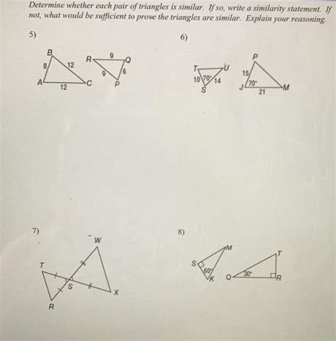 determine whether each pair of triangles is simila gauthmath
