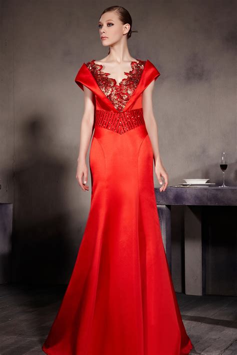 Robe Soir E Rouge Longue D Collet E En V Jmrouge Fr