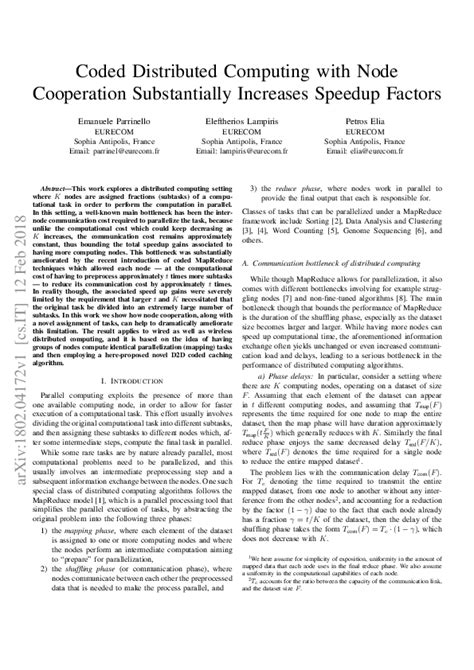 Pdf Coded Distributed Computing With Node Cooperation Substantially Increases Speedup Factors
