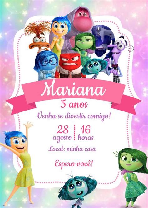 Convite aniversário Divertida Mente 2 Convite de aniversário