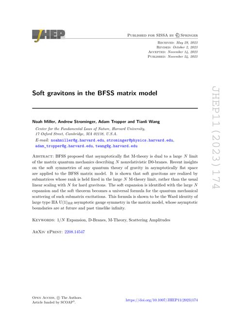 Pdf Soft Gravitons In The Bfss Matrix Model