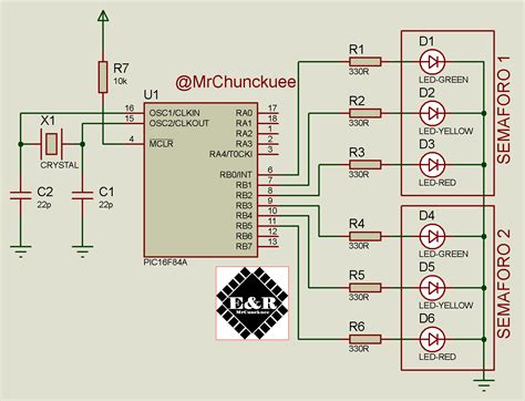 pic16f84a and xc8 rutina para un semáforo básico