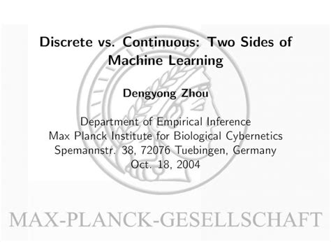 Pdf Discrete Vs Continuous Two Sides Of Machine Learningis