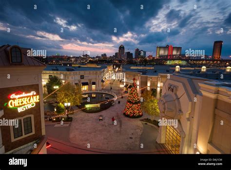 Shreveport Skyline From The Louisiana Boardwalk Shopping Center Stock