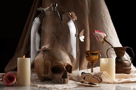 Free Photo Skull Indoors Arrangement Still Life