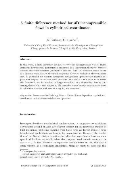 A Finite Difference Method For 3d Incompressible Flows In Lmee