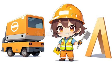 Cute Chibi Construction Worker Safety Illustration Stock Illustration Illustration Of