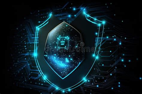 Cyber Security Concept With Shield And Circuit Board 3d Rendering