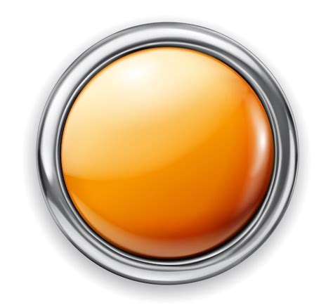 Premium Vector Realistic Big Orange Plastic Button With Thin Shiny