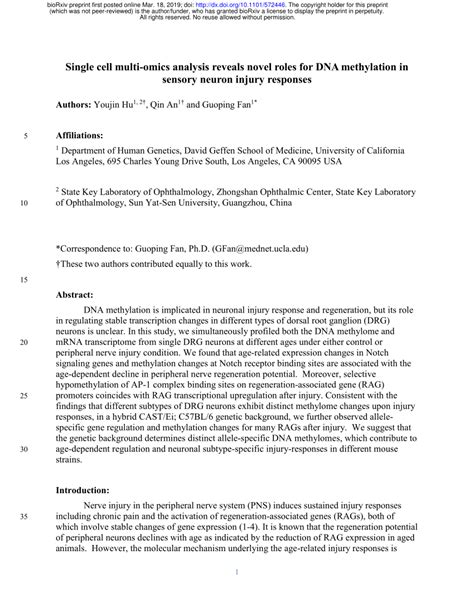 Pdf Single Cell Multi Omics Analysis Reveals Novel Roles For Dna
