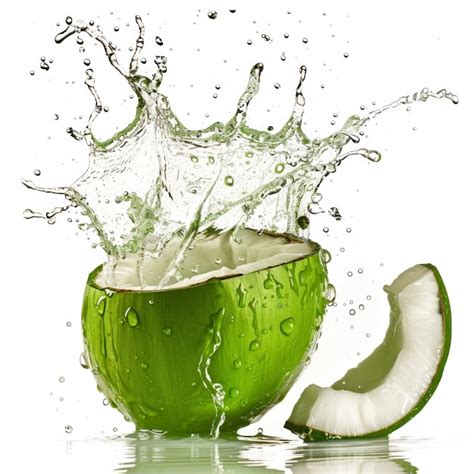 Premium Photo Coconut Water Splashing Out Of A Fresh Coconut On White