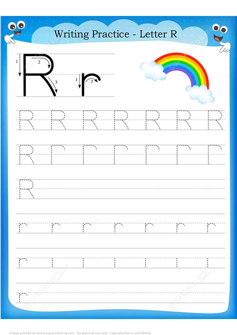 Letter R Tracing Writing Practice Worksheet Englishbix Riset