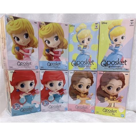 Qposket 日本正版 迪士尼 公主 小美人魚 睡美人 美女與野獸 灰姑娘 愛麗兒貝兒奧蘿拉仙杜瑞拉香水款原色異色公仔 蝦皮購物