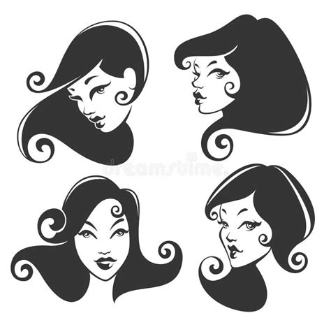 Beautiful Girl Vector Illustration Beauty Salon Logo Template Stock