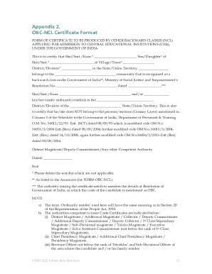 Fillable Online Format Of Obc NCL CertificatePDFMagistrate Fax Email Print PdfFiller