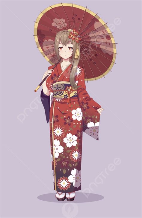 종이 우산을 들고 일본 전통 기모노 의상을 입은 애니메이션 만화 소녀들 지금 중국말 일본어 Png 일러스트 및 벡터 에 대한 무료 다운로드 Pngtree