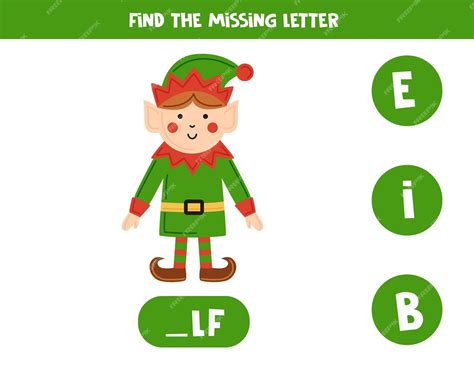 Find Missing Letter With Cute Cartoon Elf Spelling Worksheet Premium Vector