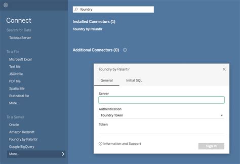 Connectivity SQL BI Tableau Getting Started Palantir