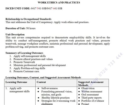 Work Ethics And Practices Pdf Lecture Notes Tvet Cdacc Level 6 Cbet Pdf Notes