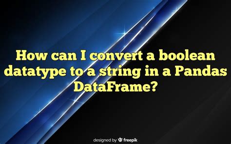 How Can I Convert A Boolean Datatype To A String In A Pandas DataFrame