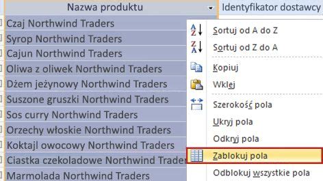 Blokowanie pól w arkuszu danych programu Access Pomoc techniczna firmy Microsoft
