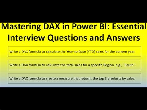 Mastering DAX in Power BI: Essential Interview Questions and Answers | DAX Interview Question ...