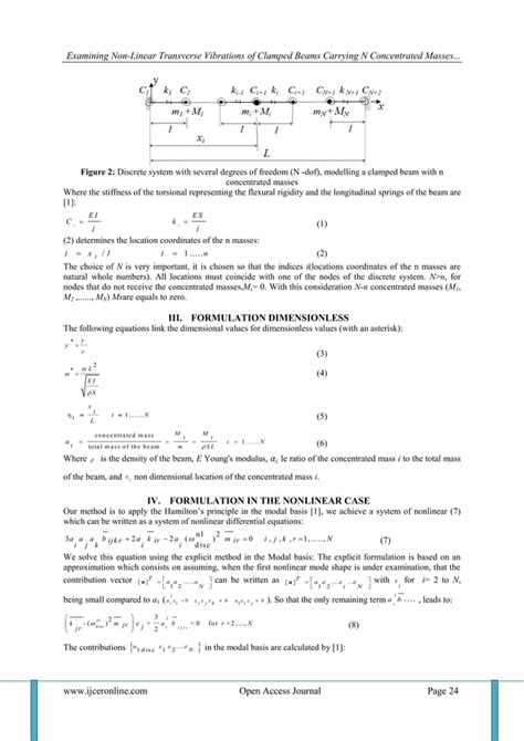 Examining Non Linear Transverse Vibrations Of Clamped Beams Carrying N