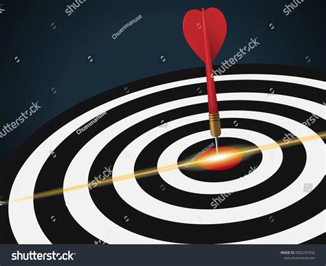 Red Dart Hit Center Dartboard Arrow Stock Vector Royalty Free