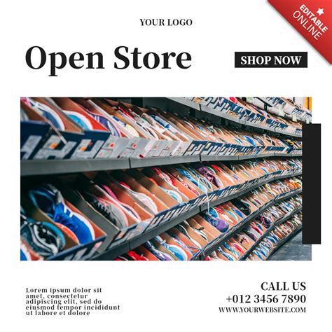 Open Store Sneakers Sale Instagram Post Design Template Modelo De