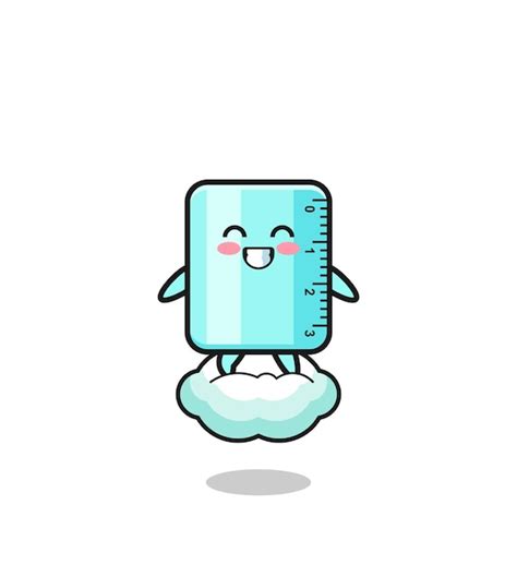 Premium Vector Cute Ruler Illustration Riding A Floating Cloud