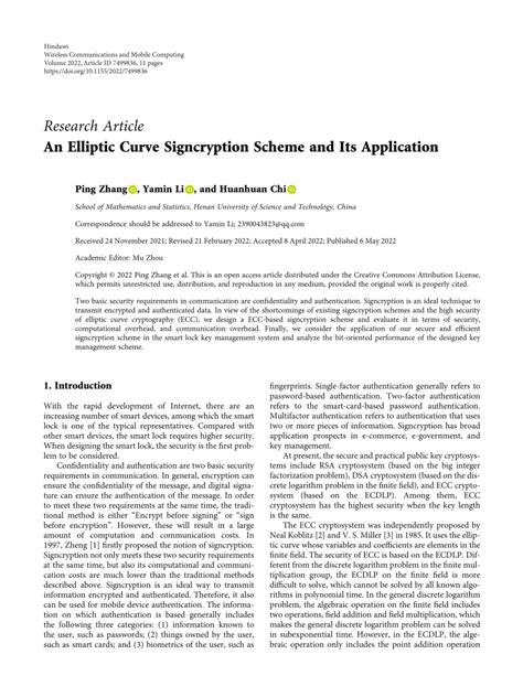 Pdf An Elliptic Curve Signcryption Scheme And Its Application