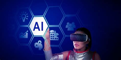 Premium Photo Asian Businesswoman Wearing Vr Goggles Headset Touching Ai Hologram