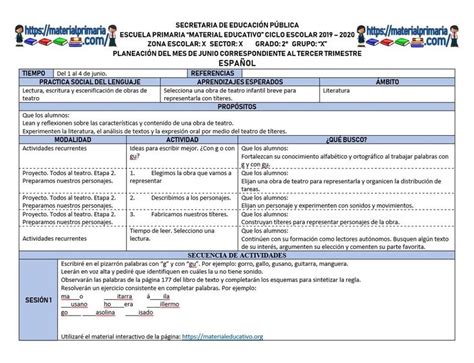 Planeaciones Del Segundo Grado Del Mes De Junio Tercer Trimestre Ciclo