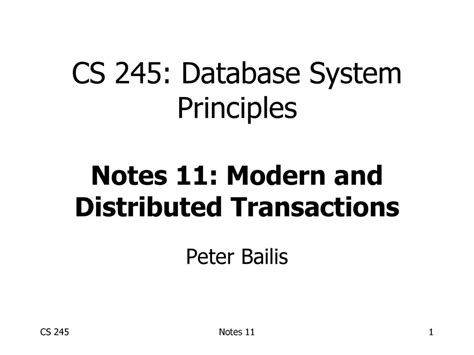 Cs 245 Database System Principles Notes 11 Modern And Distributed