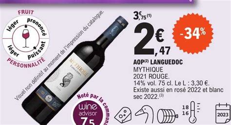 Promo Aop Languedoc Mythique 2021 Rouge Chez E Leclerc ICatalogue Fr