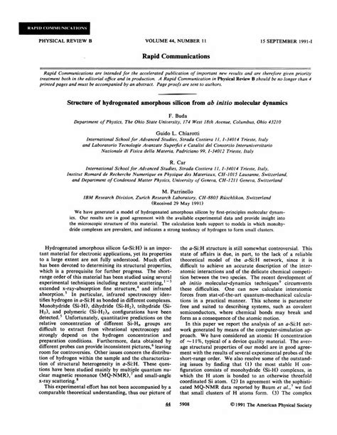 Pdf Structure Of Hydrogenated Amorphous Silicon From Ab Initio