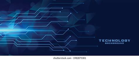 Technology Lines Circuit Dots On Blue Stock Vector Royalty Free