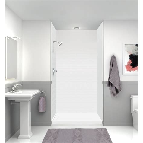 Transolid 34 In W X 48 In L White Single Threshold Rectangle Shower Pan