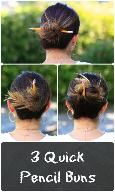 3 Easy Pencil Bun Ideas Back To School Hairstyles Cute Girls Hairstyles