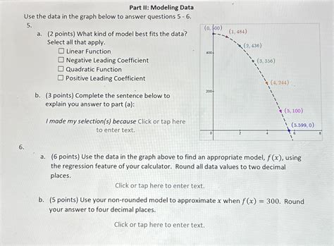Solved Part II Modeling DataUse The Data In The Graph Below Chegg