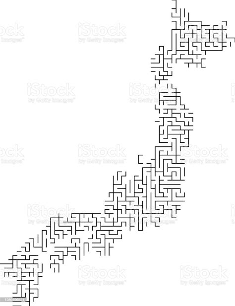 日本は迷路グリッドの黒模様から地図ベクターの図 なぞなぞのベクターアート素材や画像を多数ご用意 なぞなぞ ます目 アイコン
