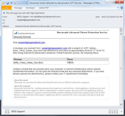 Advanced Threat Protection Sample Email Notifications Barracuda Campus