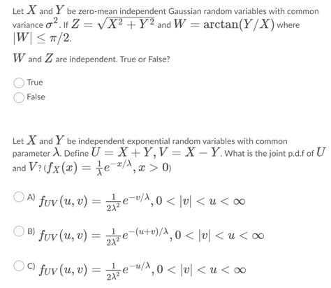 Solved Let X And Y Be Zero Mean Independent Gaussian Random