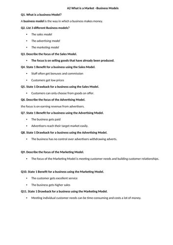 Business Models Btec First Unit 9 Principles Of Marketing Teaching Resources