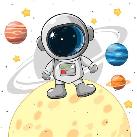 우주 비행사와 행성 프리미엄 벡터