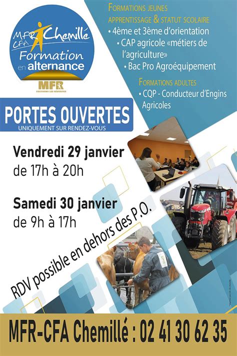 MFR CFA Chemillé PORTES OUVERTES de janvier uniquement sur R D V