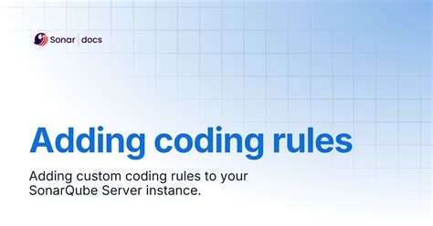 Adding Coding Rules Sonar Documentation