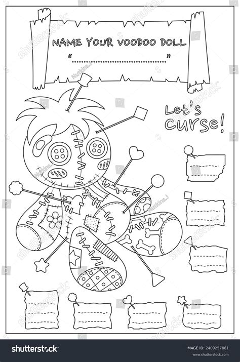 Cursed Voodoo Doll Coloring Page Coloring Stock Vector Royalty Free