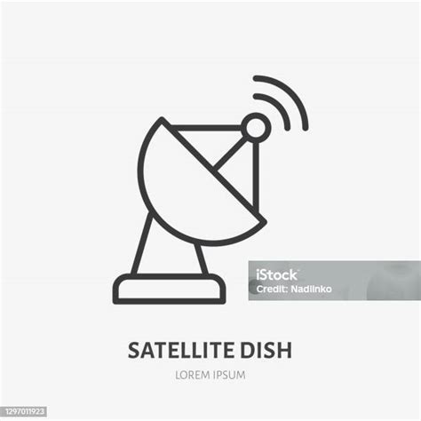 衛星盤平線圖示通信設備的向量輪廓圖用於電信無線發射器的黑顏色薄線性符號向量圖形及更多衛星電視圖片 衛星電視 互聯網 俄羅斯 Istock